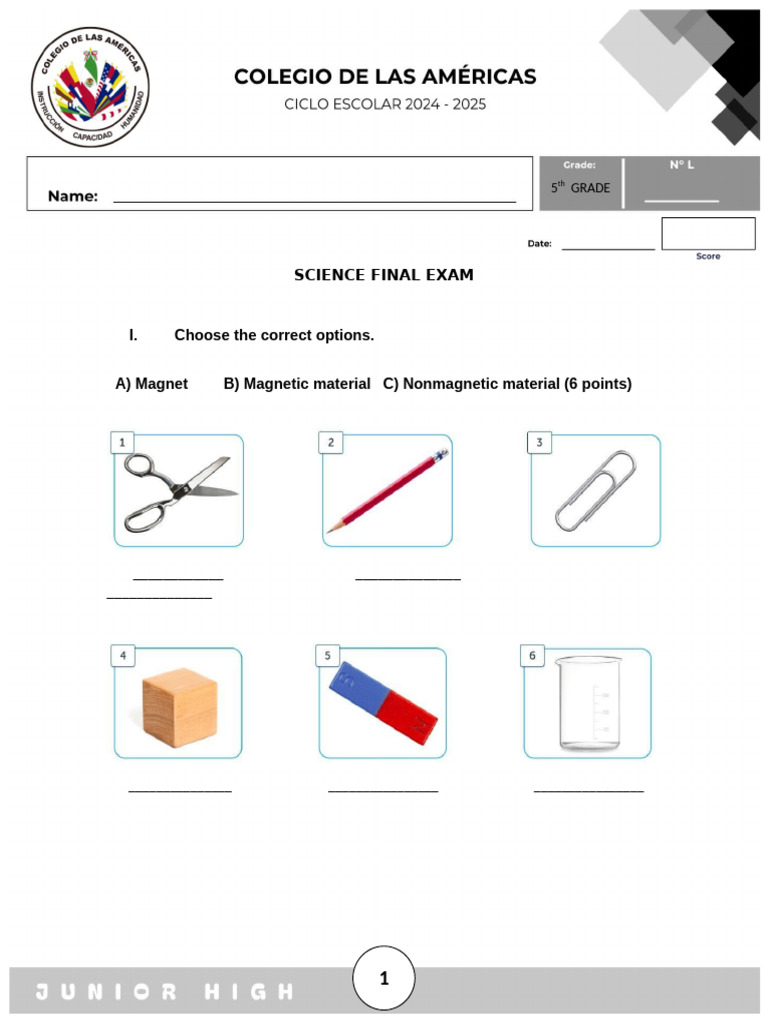 3rd Trimester Exam Science 5th Grade | PDF | Sound | Magnet