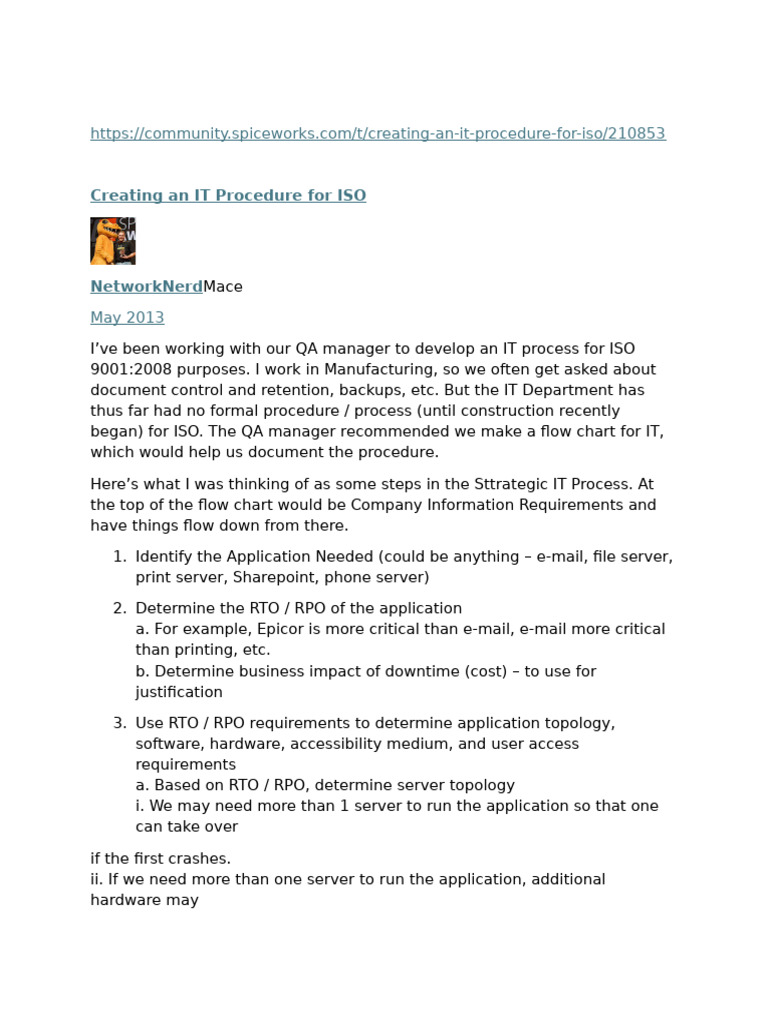 Creating An IT Procedure For ISO | PDF | Public Key Certificate | Computer Network