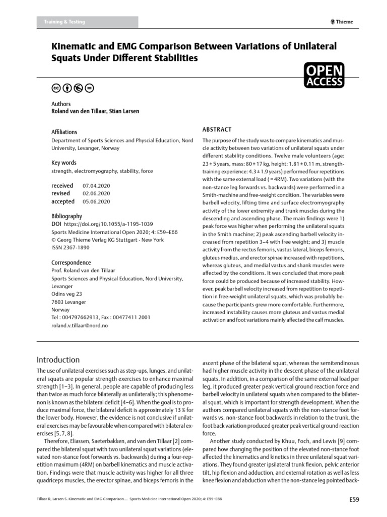 Unilateral Squat Kinematics & EMG Study | PDF | Strength Training ...