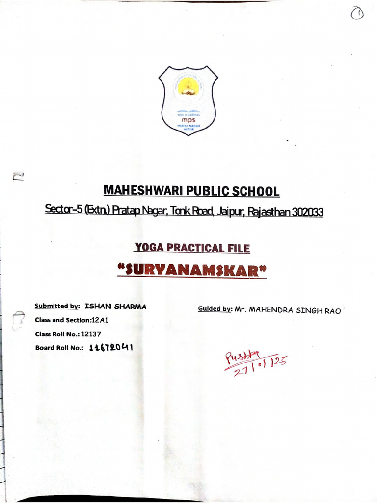 Yoga Practicalfile Sample | PDF