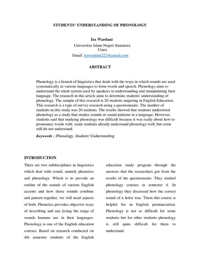 Students Understanding of Phonology | PDF | Phonology | Human Voice