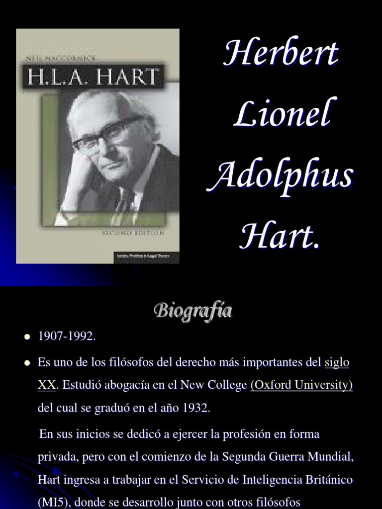 Herbert Lionel Adolphus Hart: Biografía y Teoría del Derecho del ...