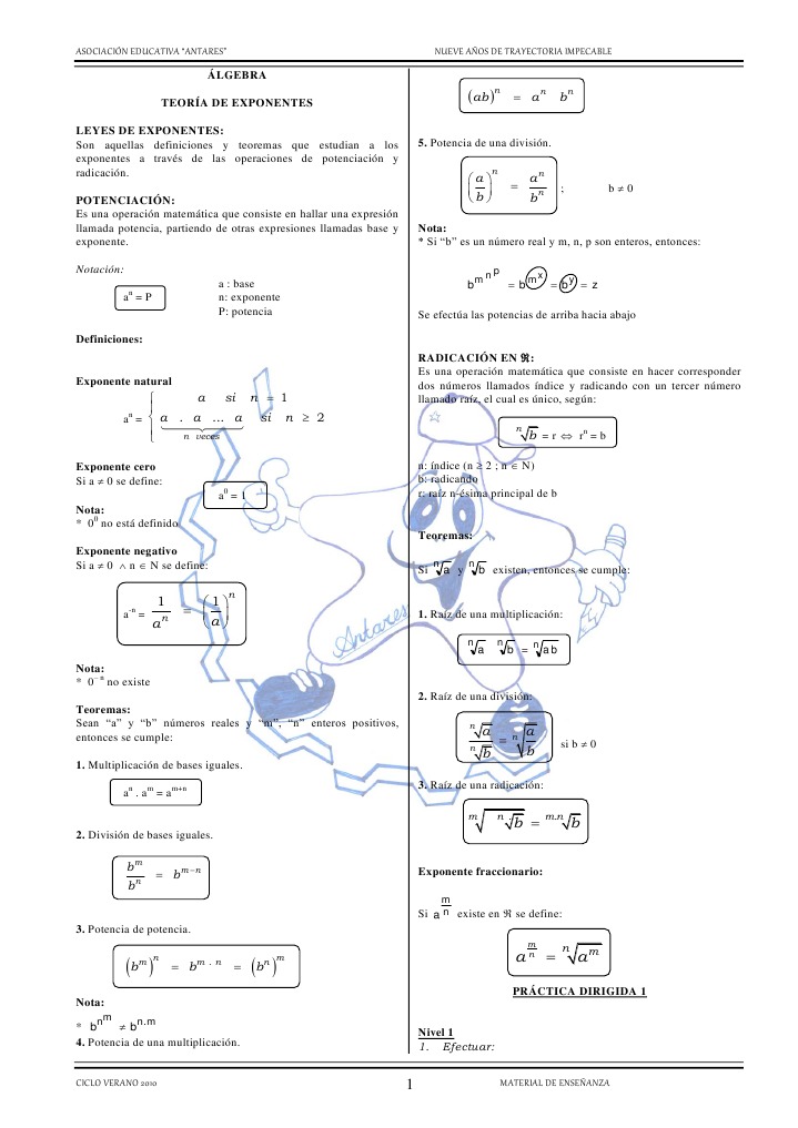 Algebra Antares | PDF | Exponenciación | Leonhard Euler