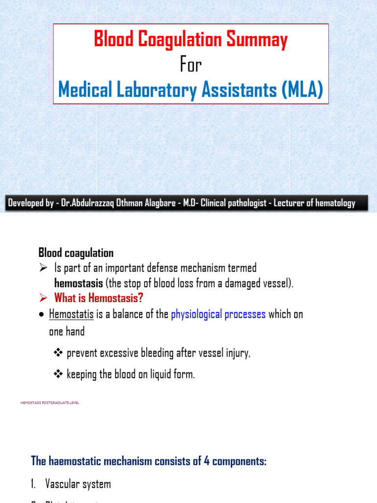 Blood Coagulation Overview for MLAs | PDF | Coagulation | Platelet