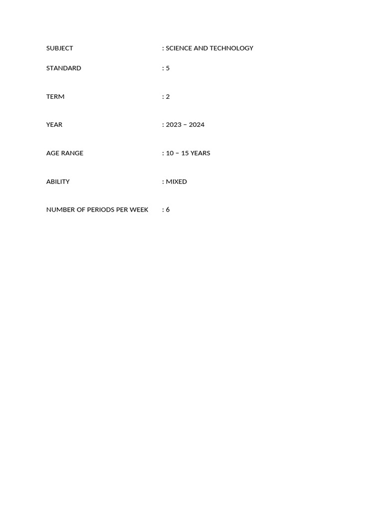 Std5 Scheme Term2 Cover Science | PDF