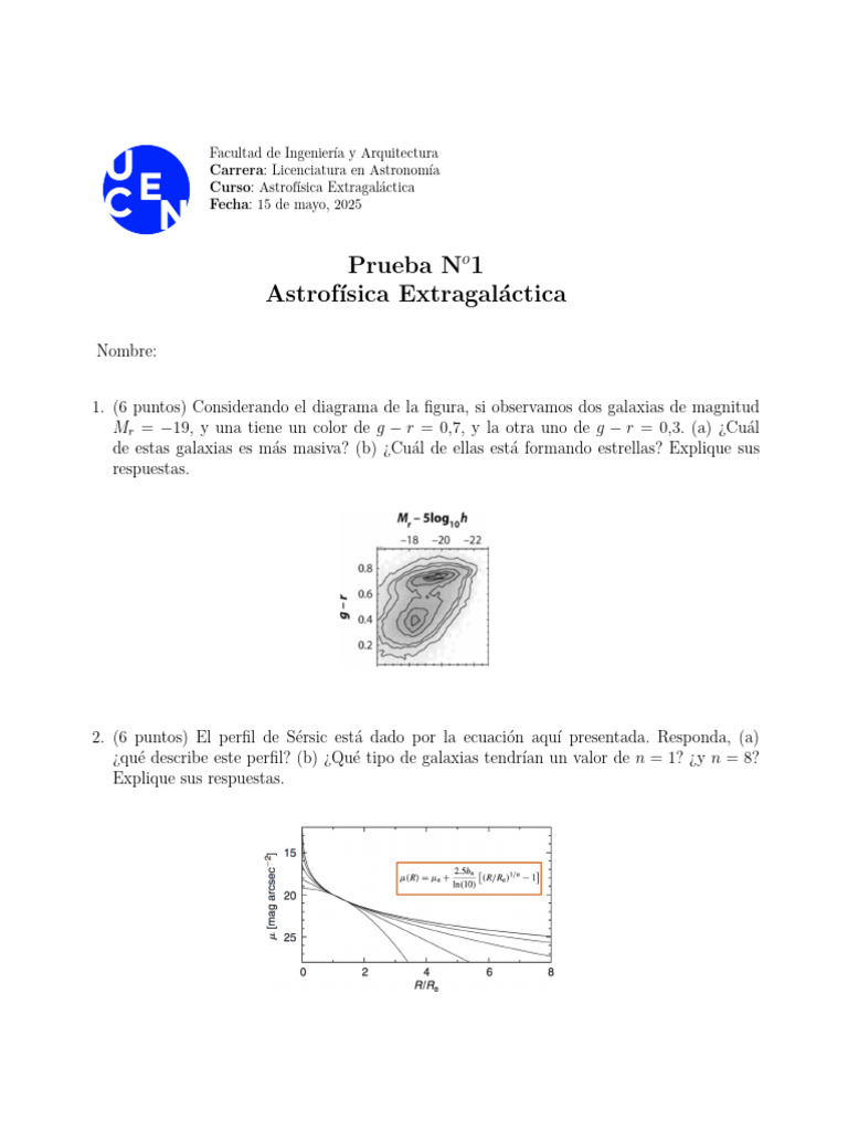 Pruebas de Astrofísica Extragaláctica | PDF | Quásar | Redshift