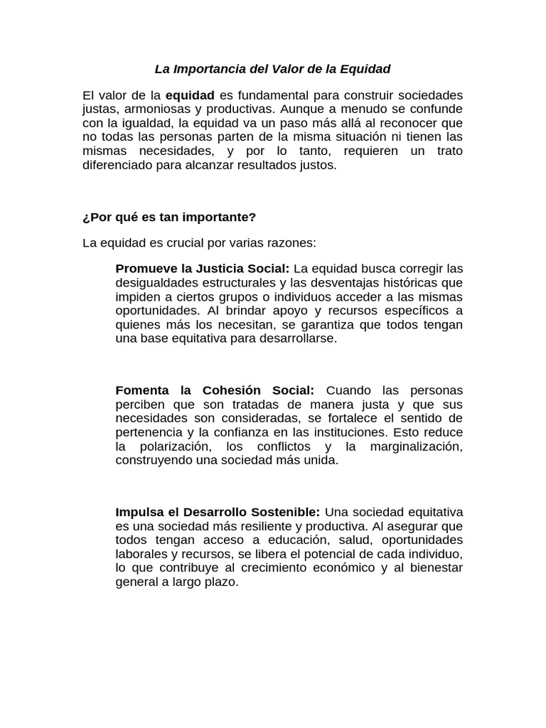 Valor La Equidad | PDF | Sociedad | Invalidez