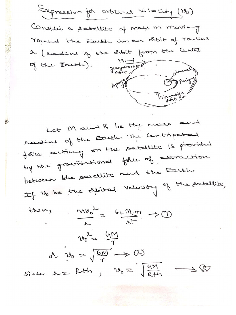 Orbital and Escape Velocity | PDF