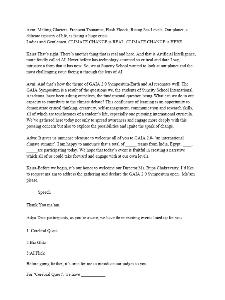 Compering Script | PDF