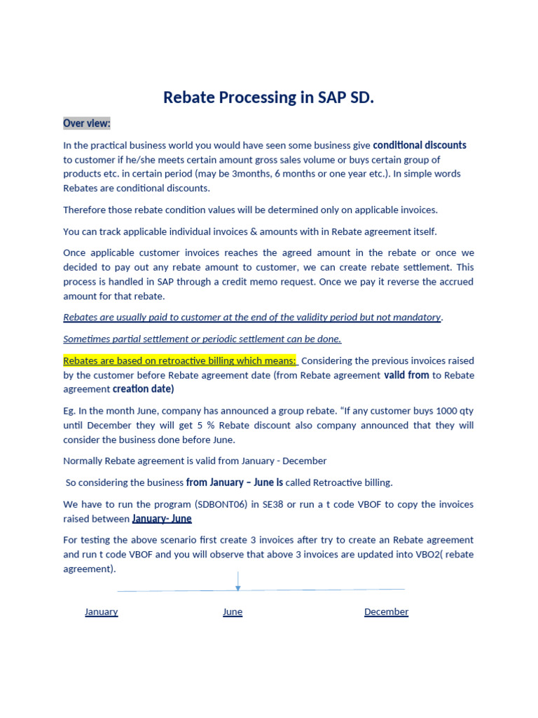 Sap Sd Rebate Processing Guide Pdf Rebate Marketing Invoice