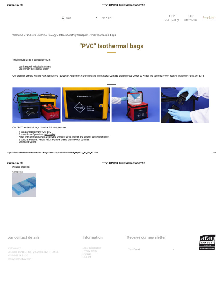 PVC - Isothermal Bags SODIBOX COMPANY | PDF