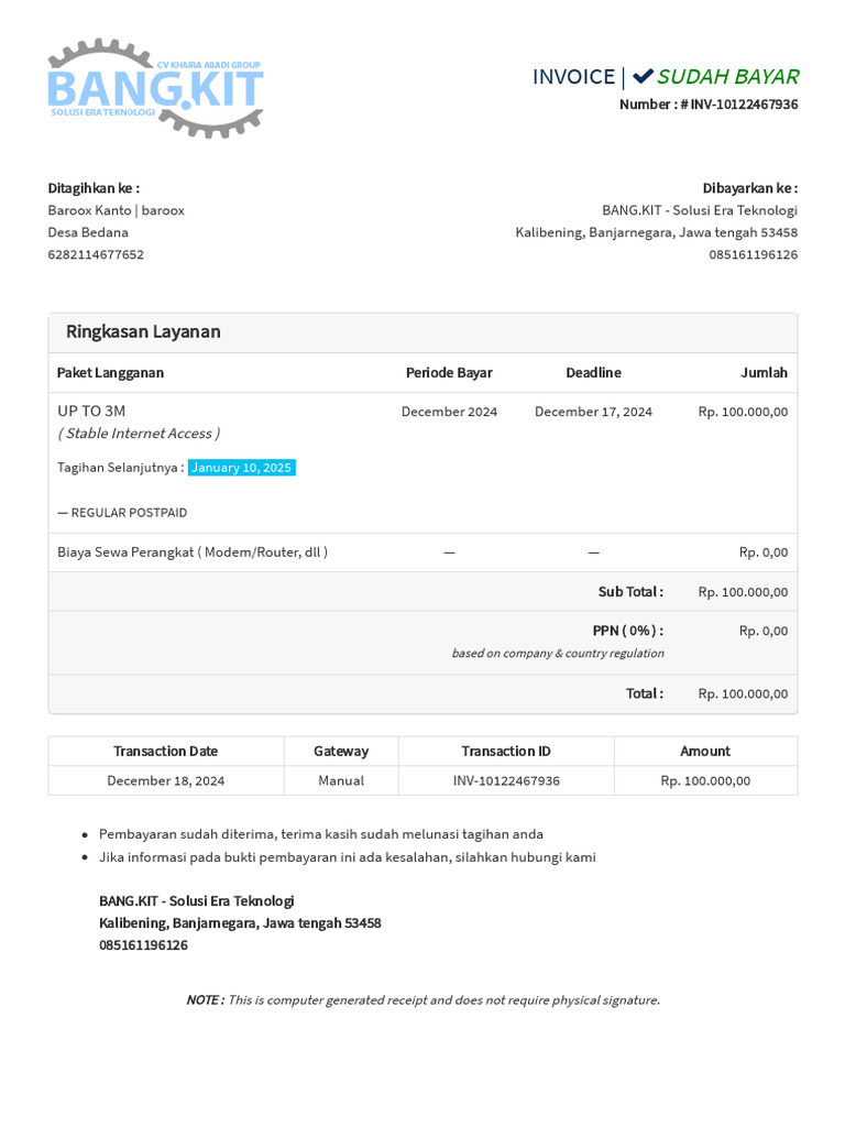 Contoh Invoice | PDF