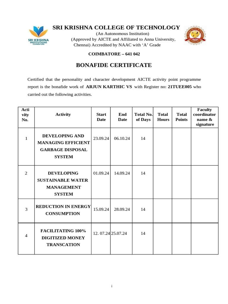 AICTE Activity Points Report 2024 | PDF | Sustainability | Economy And ...