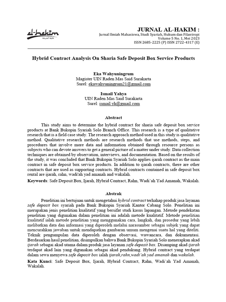 Hybrid Contract Analysis On Sharia Safe Deposit Bo | PDF | Islamic ...