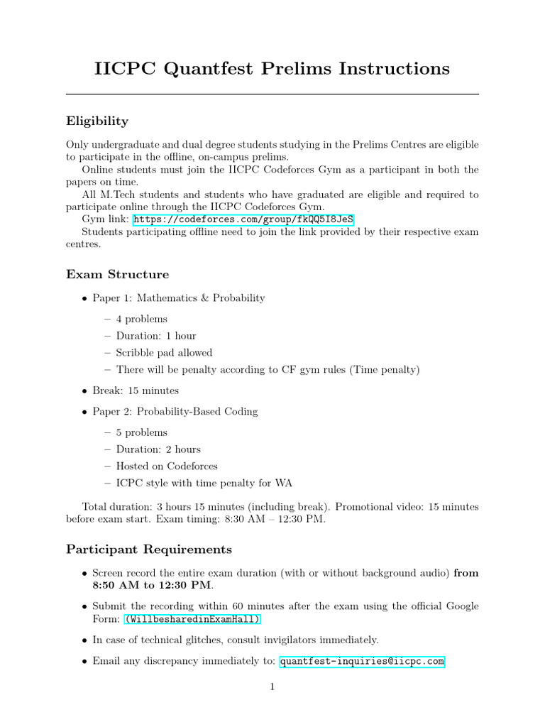 Iicpc Quantfest Prelims Rules& Guidelines | PDF | Microsoft Windows ...