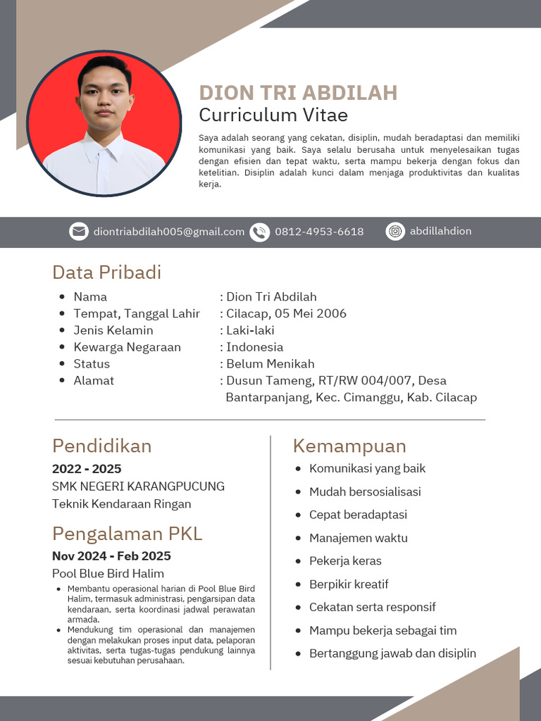 CV Dion Tri Abdilah | PDF
