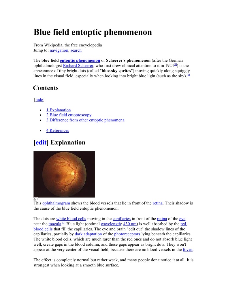 Blue Field Entoptic Phenomenon | PDF | Visual System | Facial Features
