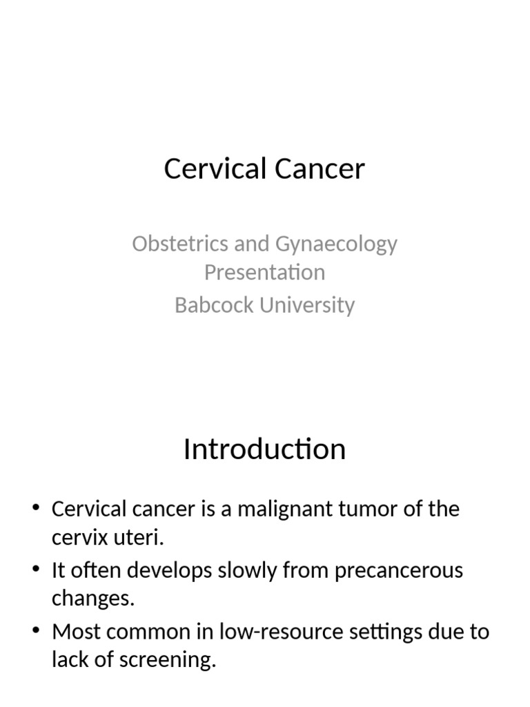 Cervical Cancer Overview and Management | PDF | Cervical Cancer ...