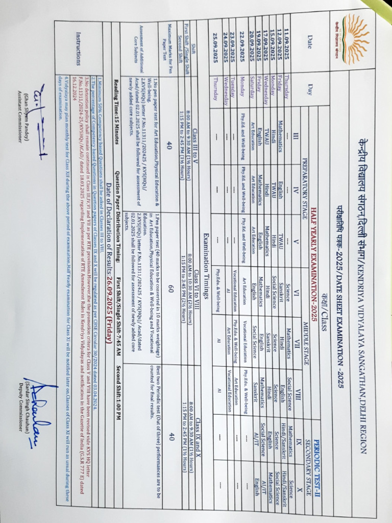 Class 7 Exam Datesheet 2025 | PDF | Legal Documents