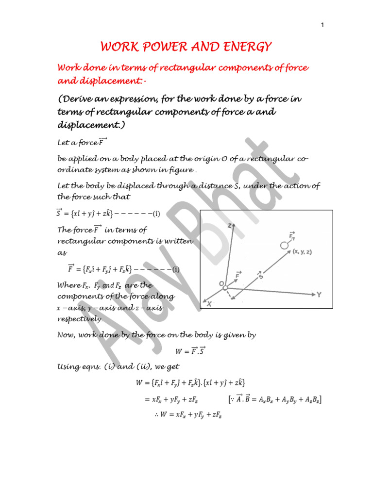 Numericals On Work Power and Energy | PDF | Force | Mechanics