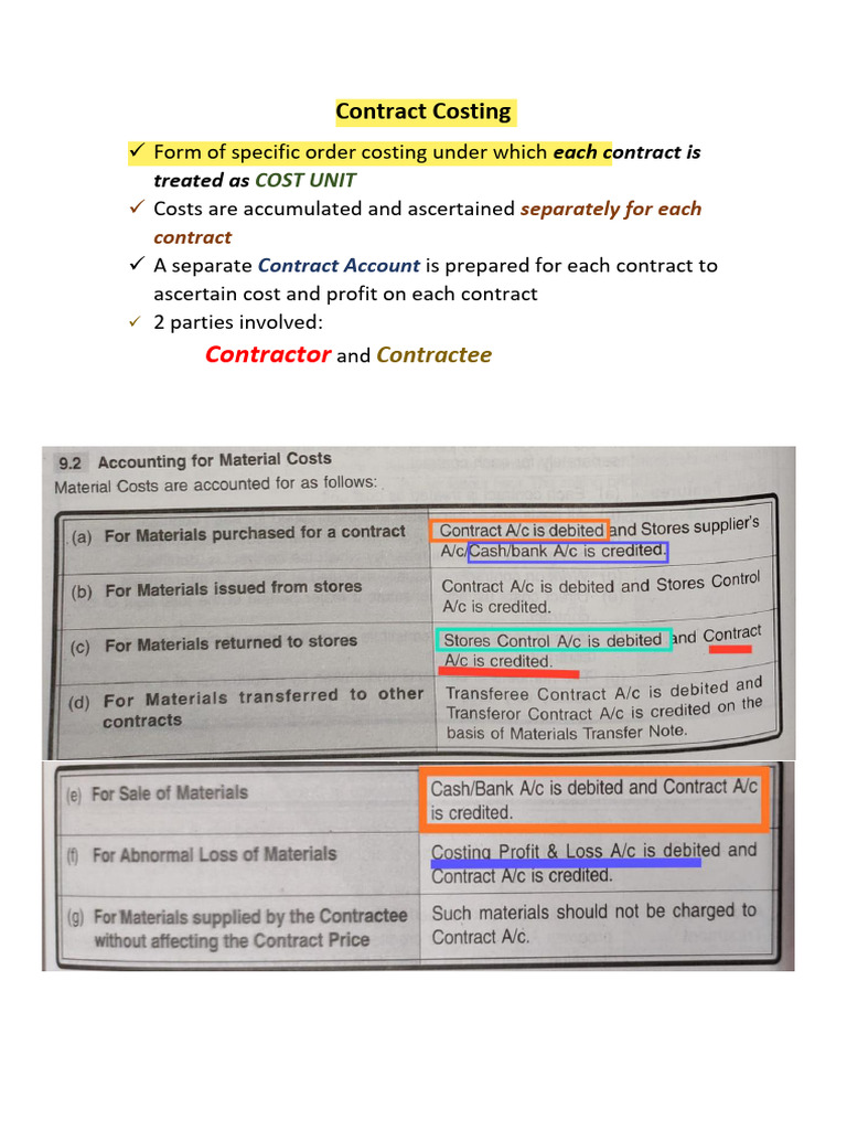 Contract Costing Overview and Principles | PDF
