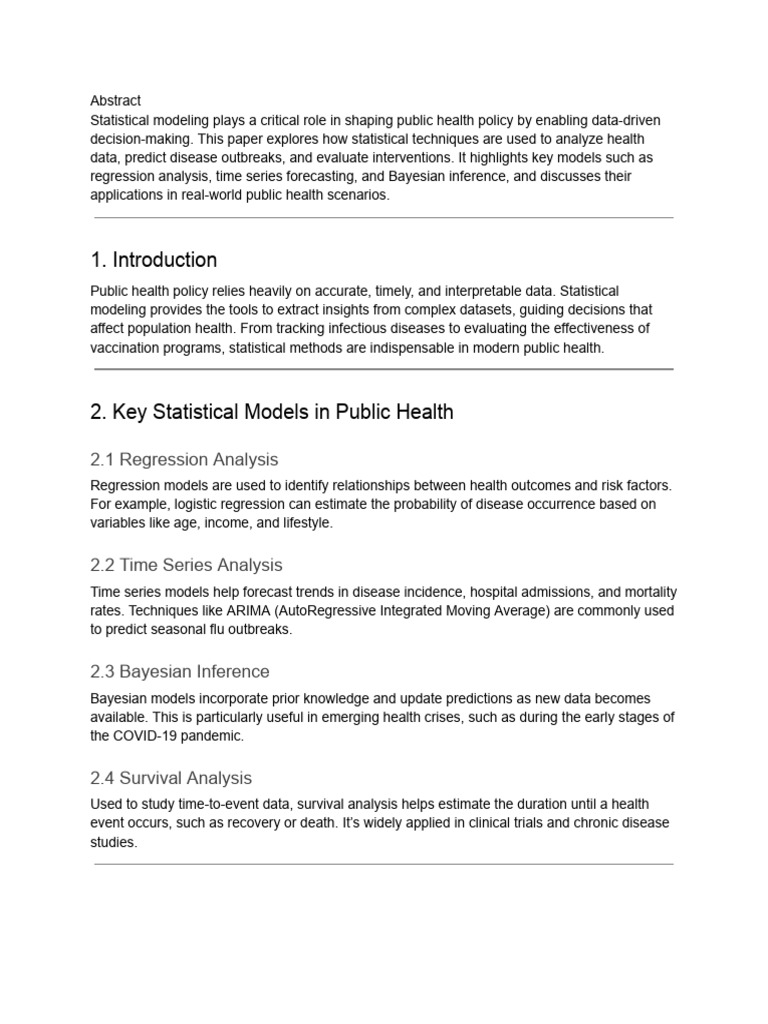 The Impact of Statistical Modeling On Public Health Policy | PDF ...