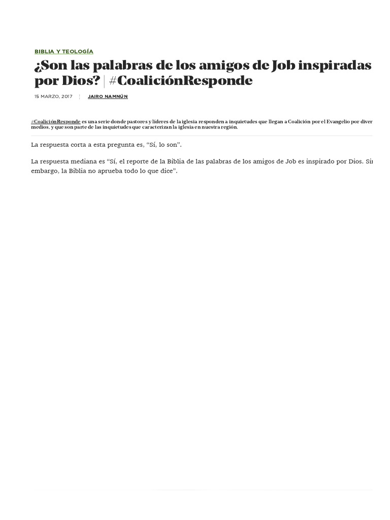 ¿Son Las Palabras de Los Amigos de Job Inspiradas Por Dios - # ...