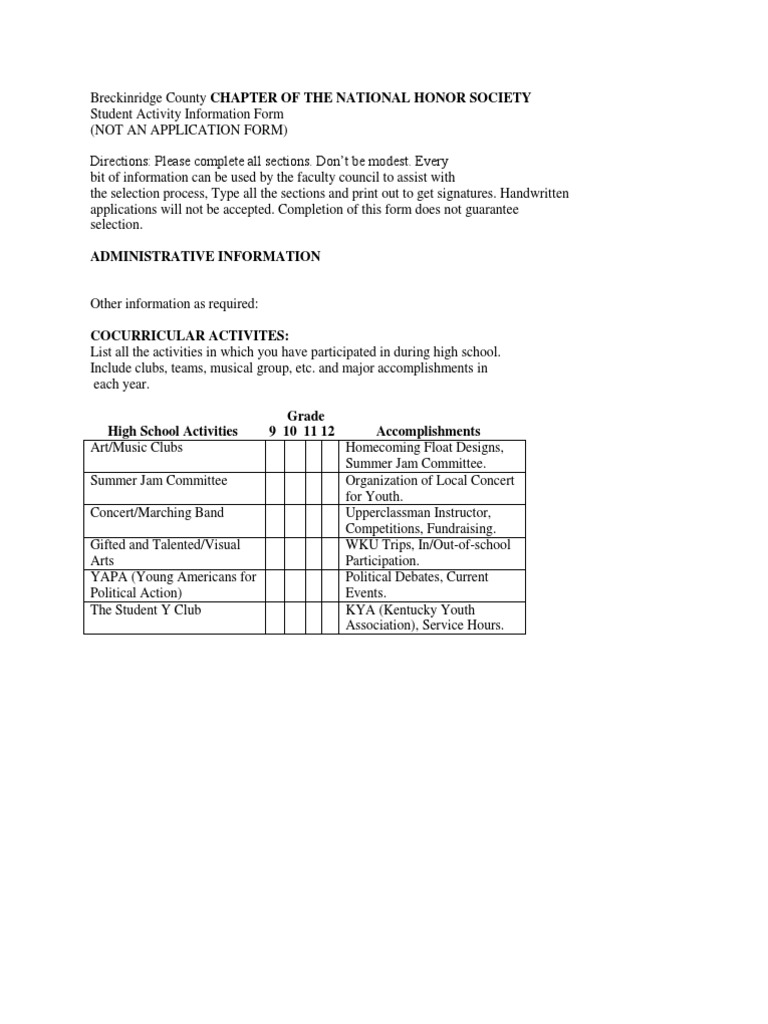 NHS Form | PDF | Leadership