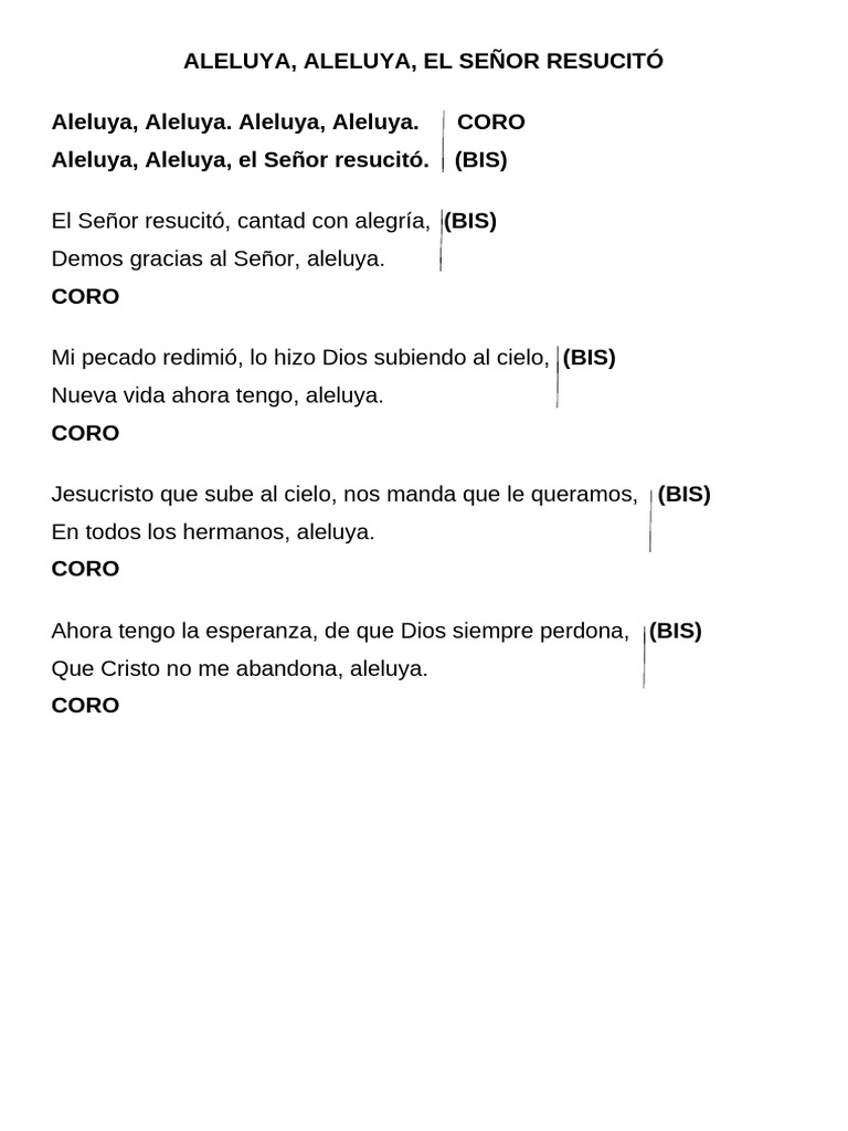Aleluya, el Señor Resucitó: Letra y Acordes | PDF