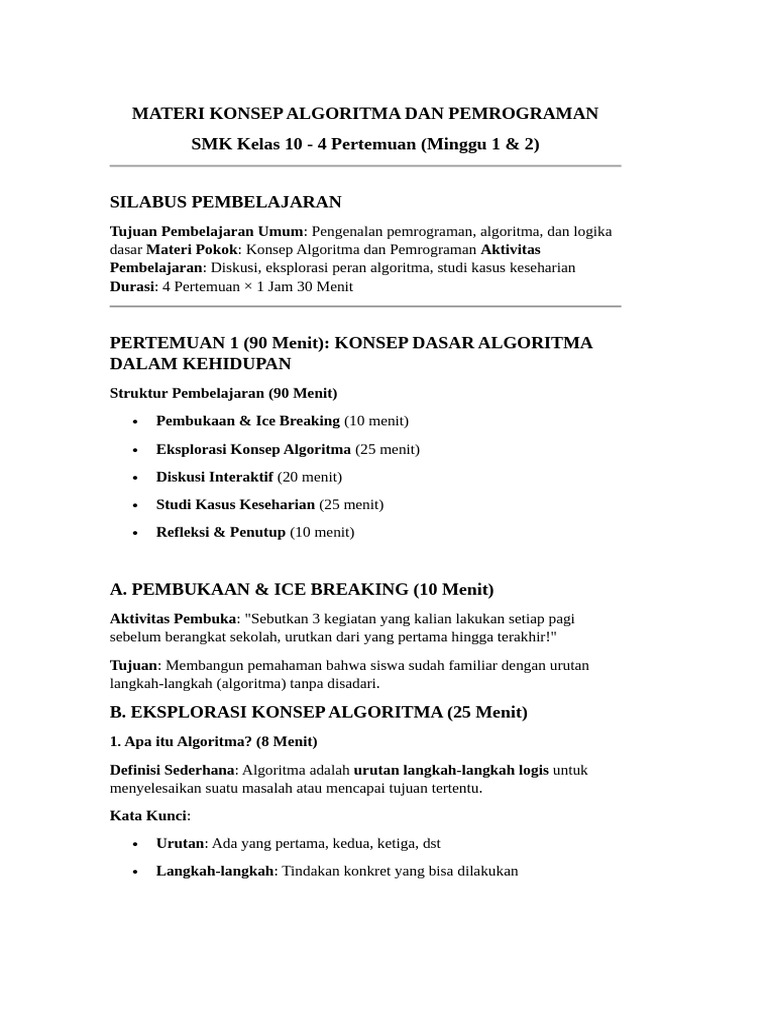 Materi Dasar Algoritma Dan Pemrograman (Pertemuan 1-2) | PDF