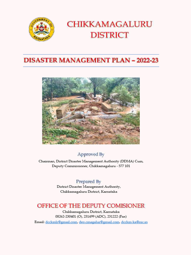 Chikkamagaluru Disaster Management Plan | PDF | Disaster Risk Reduction ...