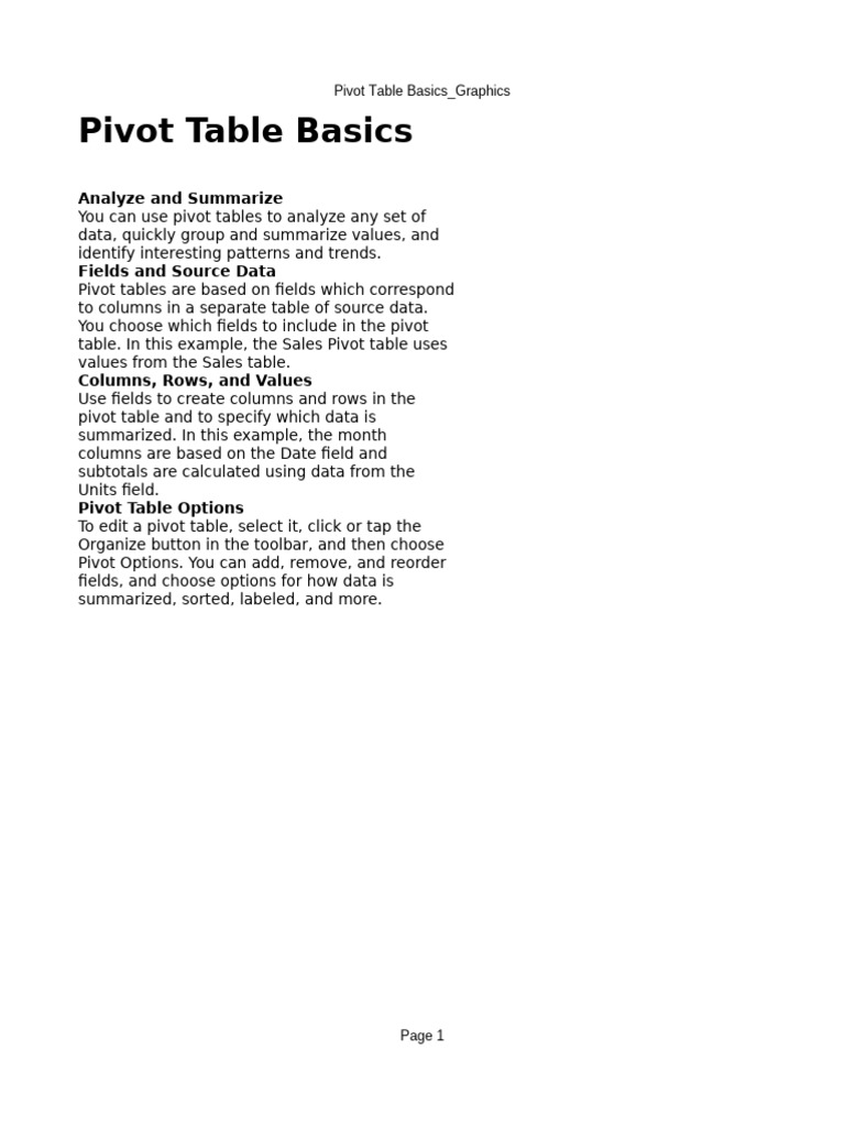 Pivot Table Ideas | PDF