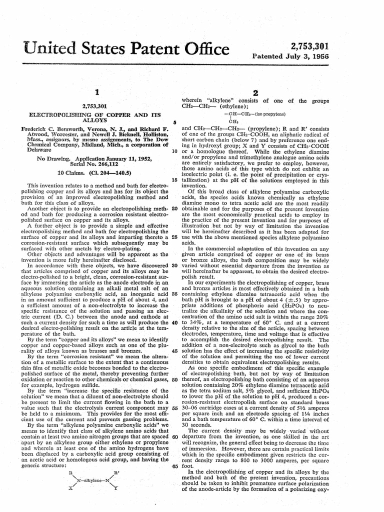 Electropolishing of Copper and Its Alloys | PDF | Acid | Corrosion