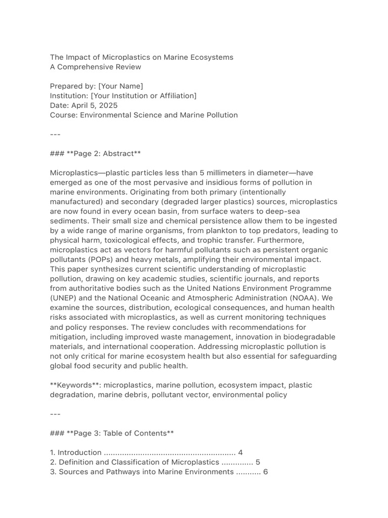 Microplastics' Impact on Marine Ecosystems | PDF | Plastic ...