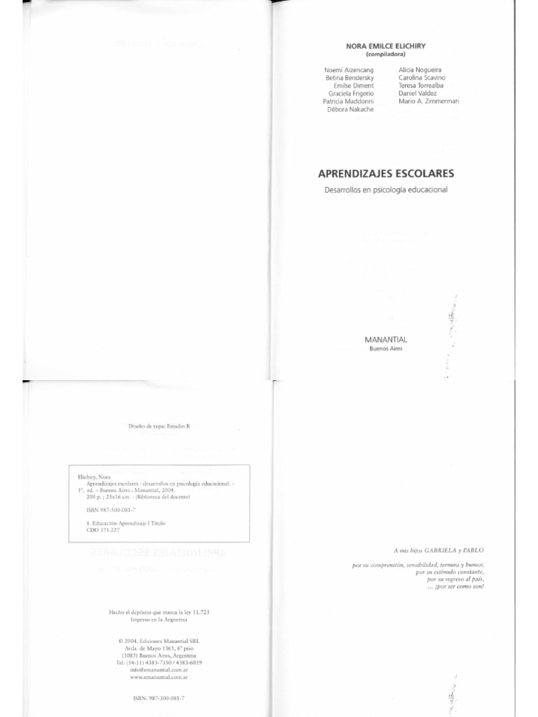 3 y 4. Aprendizajes Escolares - Elichiry Emilce Nora | PDF