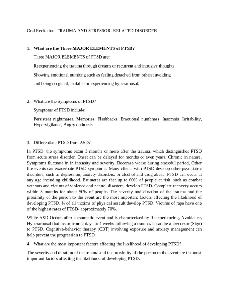 Understanding PTSD and Related Disorders | PDF | Dissociation ...