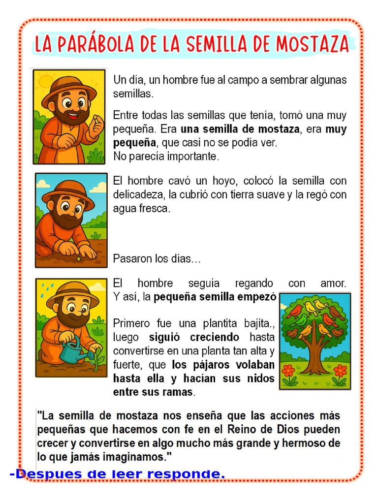Ficha Paràbola de La Semilla de Mostaza Maestra Janet | PDF
