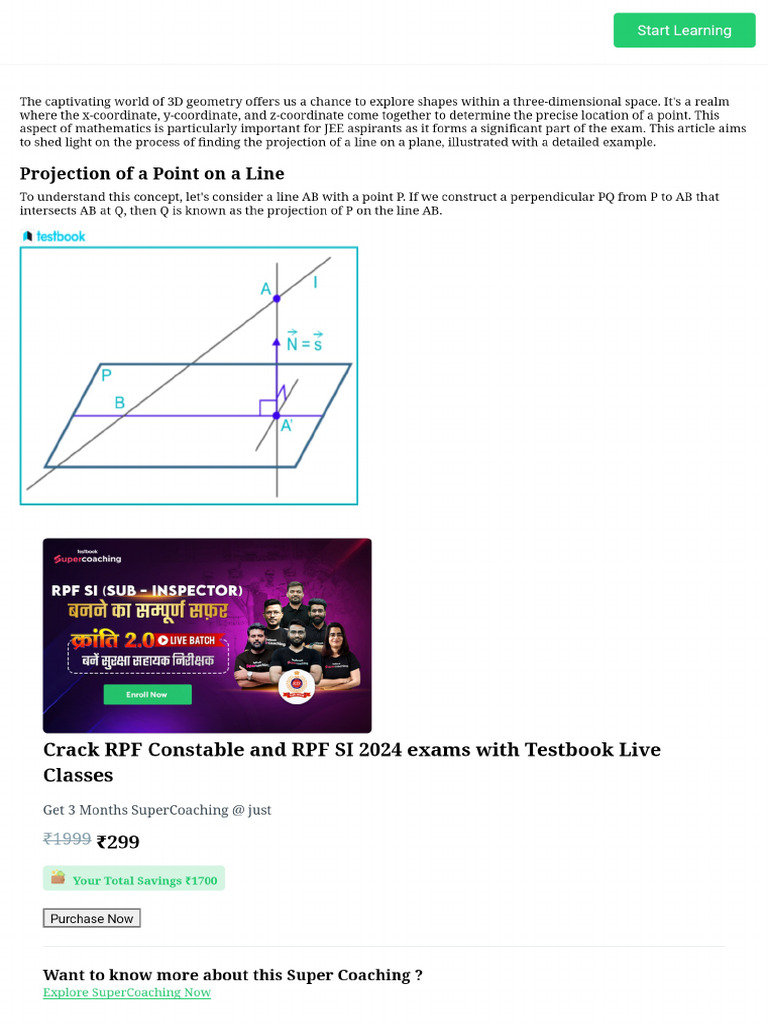 How To Find Projection of Line On Plane | PDF