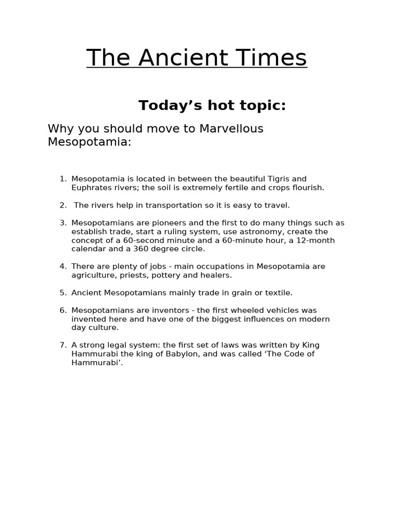 The Ancient Times | PDF