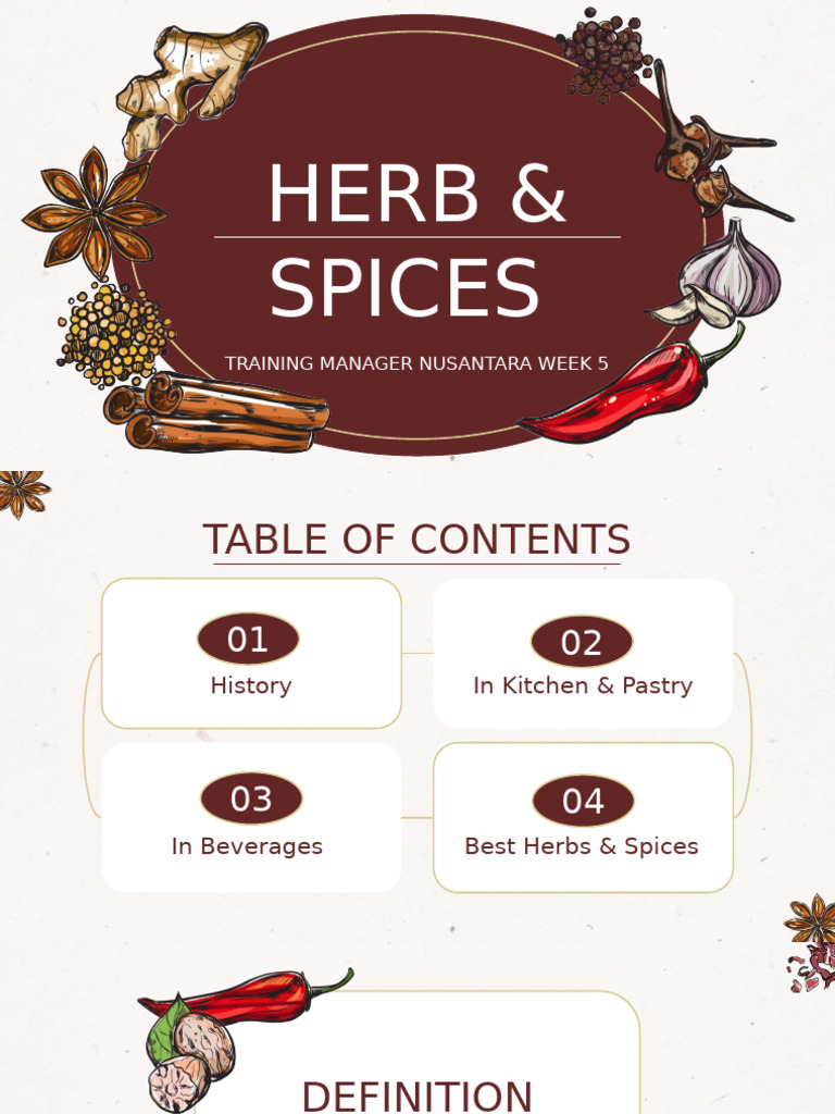 Herb and Spices, Aromatic Vegetables | PDF | Spice | Stock (Food)