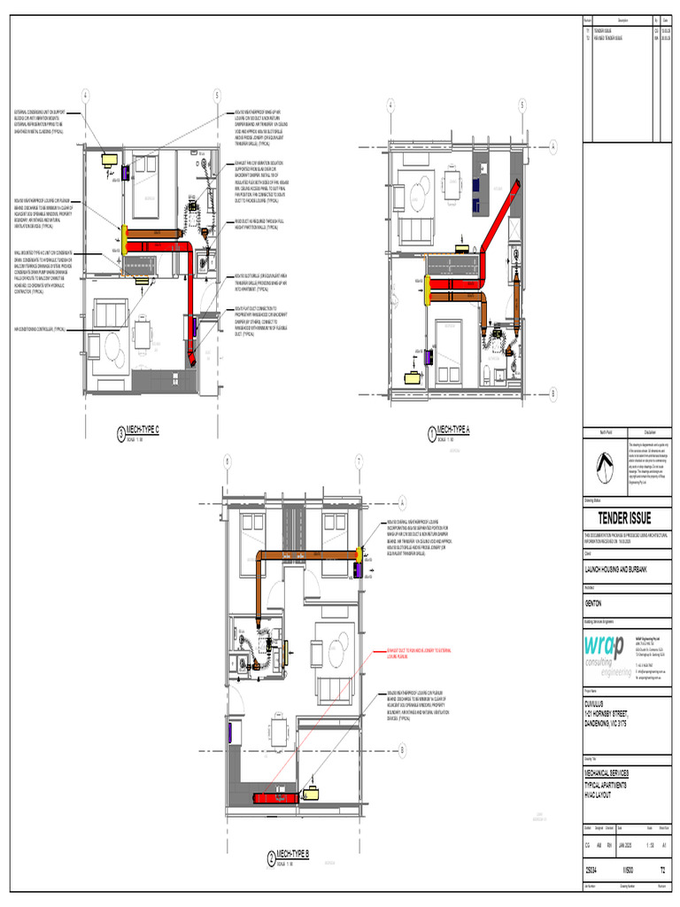 HVAC Layout for Typical Apartments | PDF | Duct (Flow) | Wall