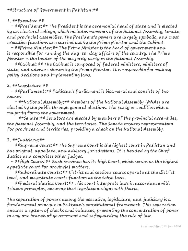 Structure of Govt in Pakistan | PDF