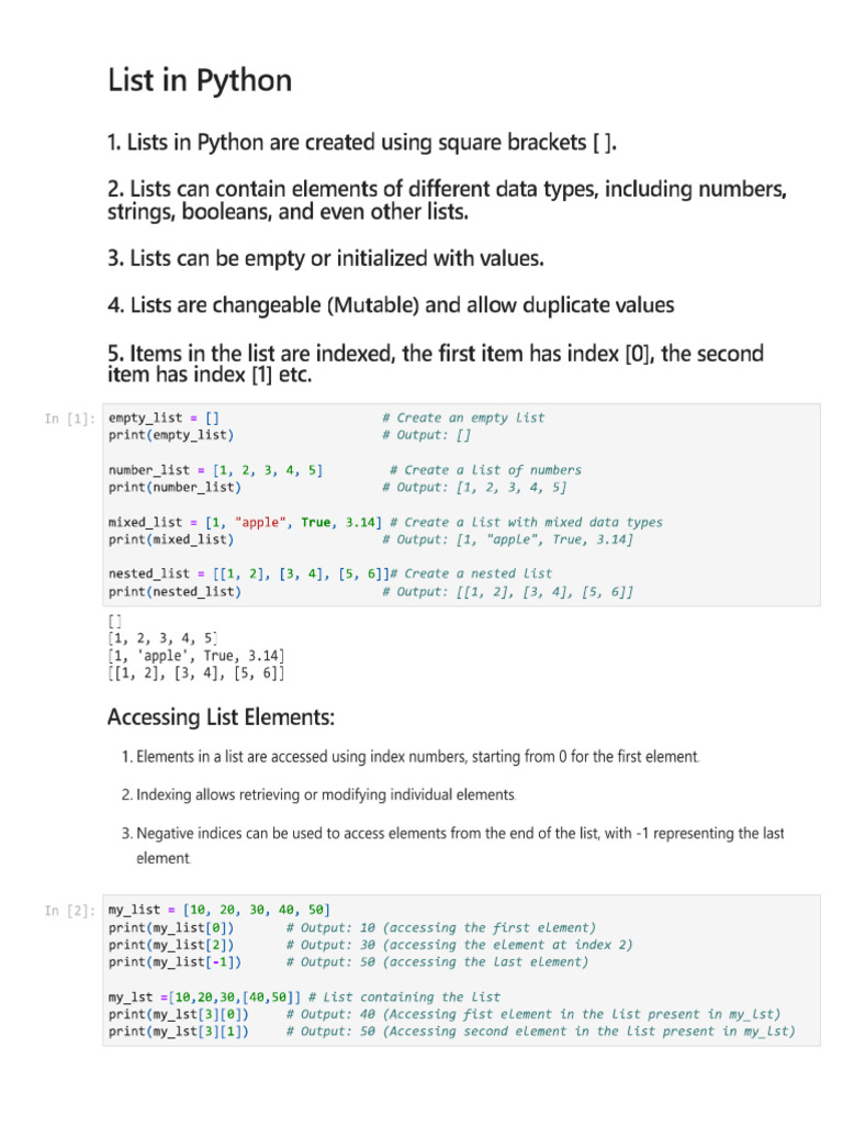 List in Python | PDF