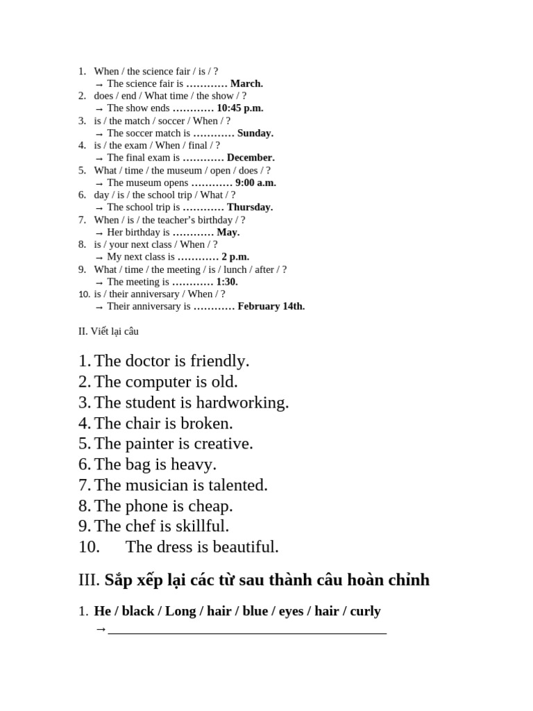 English Practice: Dates and Descriptions | PDF