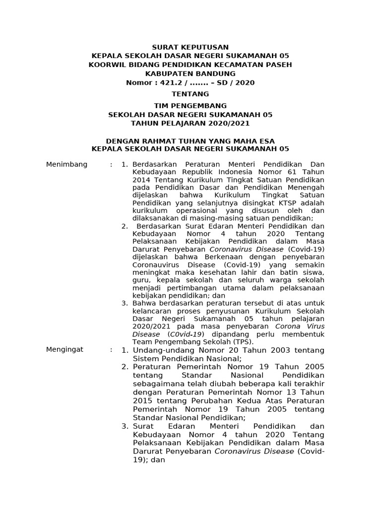 Tim Pengembang SDN Sukamanah 05 2021 | PDF