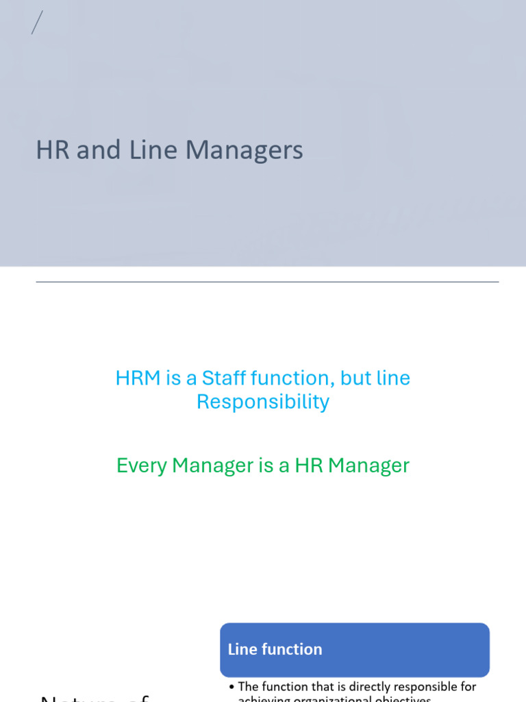 HR and Line Managers | PDF