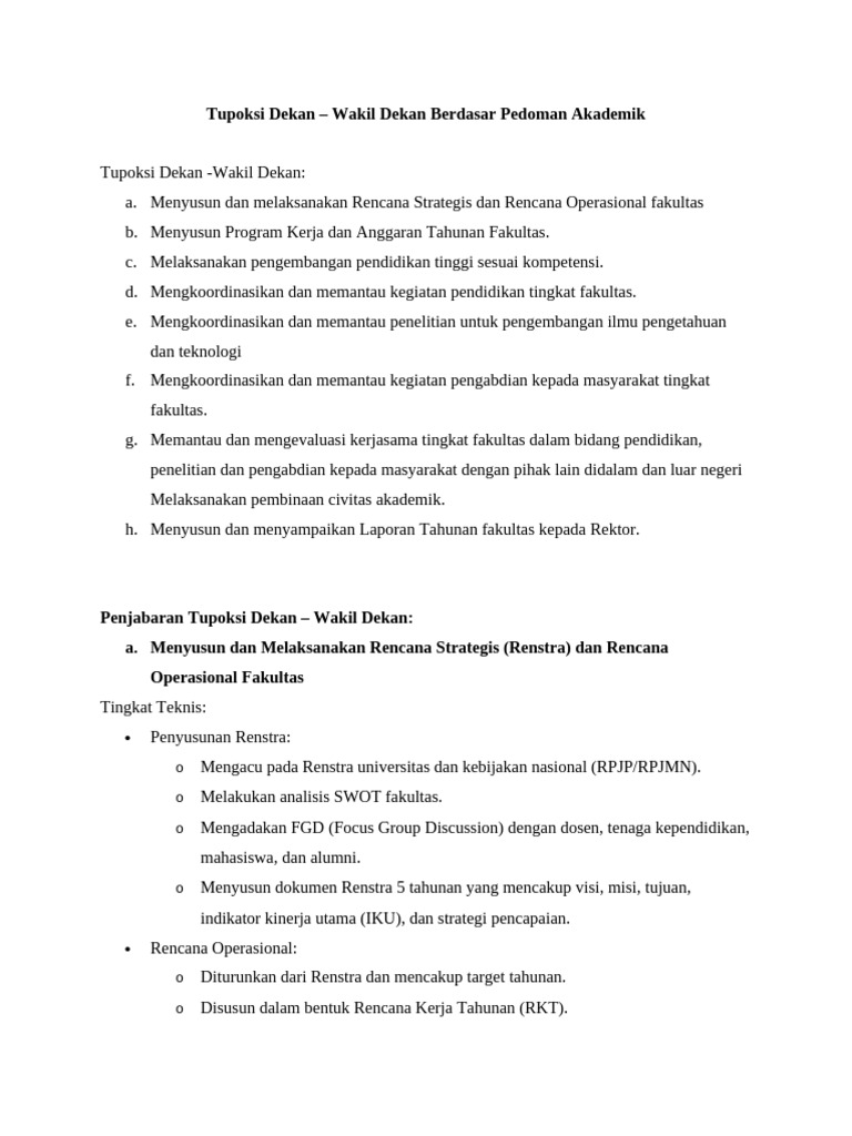 Tugas Dekan dan Wakil Dekan Fakultas | PDF