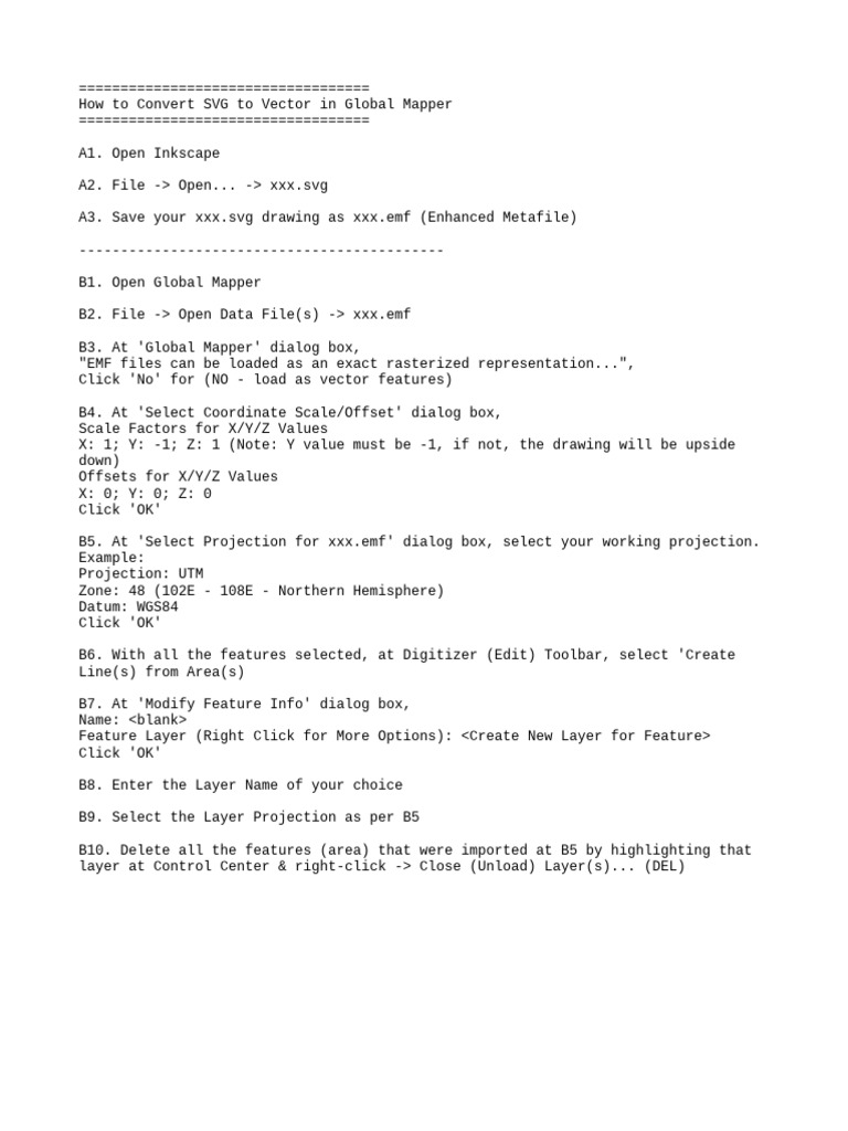 How To Convert SVG To Vector in Global Mapper | PDF