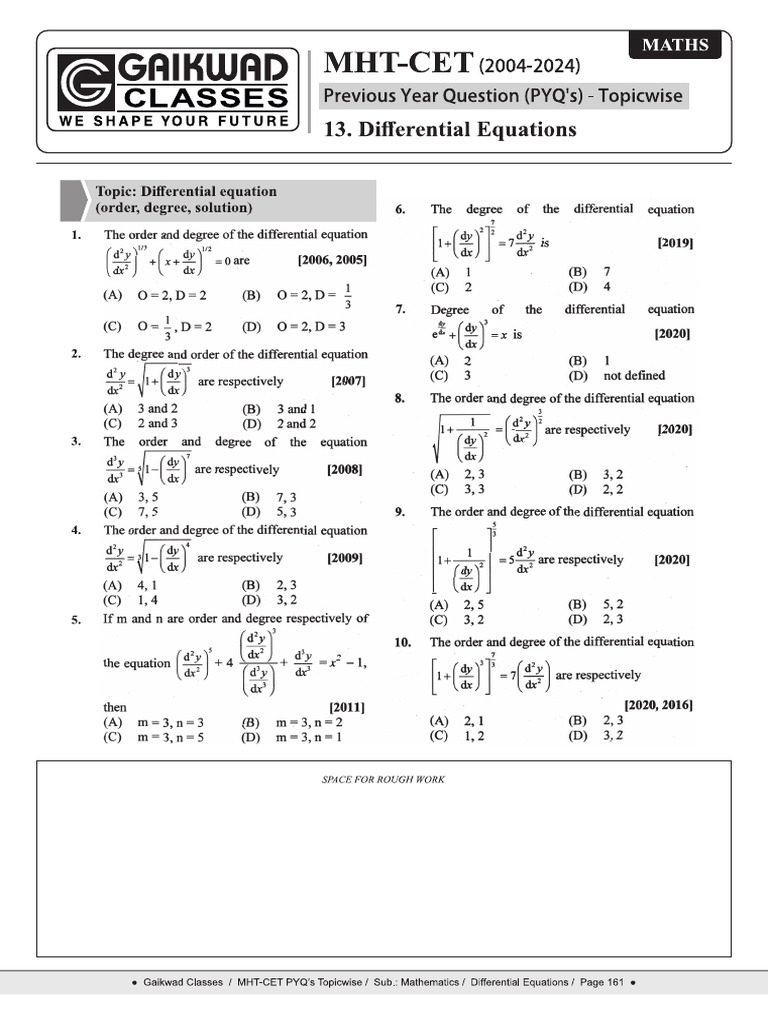 13 Differential Equations - Class 12th - 161-179 | PDF