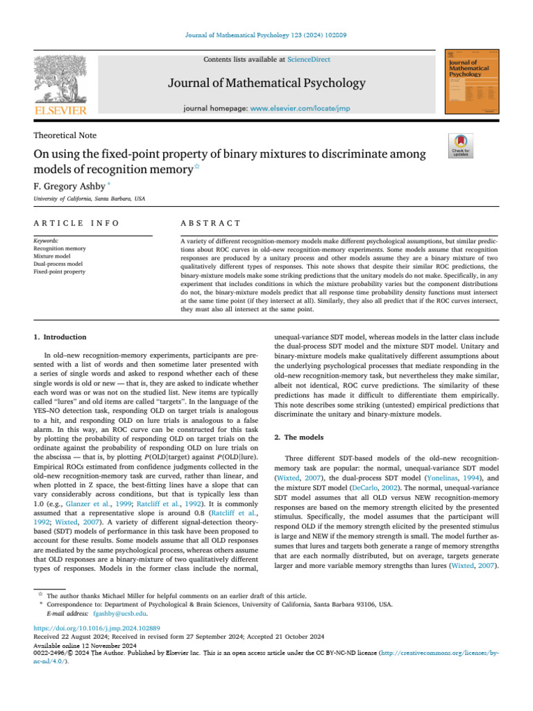 On Using The Fixed Point Property of Binary Mixtures 2024 Journal of ...